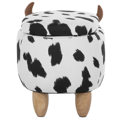 Fabric Storage Animal Stool Black and White COW