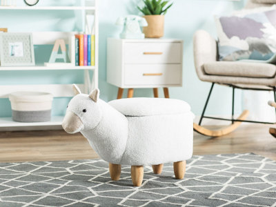 Fabric Storage Animal Stool White ALPACA