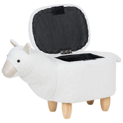 Fabric Storage Animal Stool White ALPACA