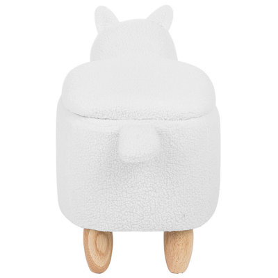 Fabric Storage Animal Stool White ALPACA