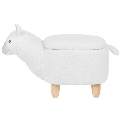 Fabric Storage Animal Stool White ALPACA