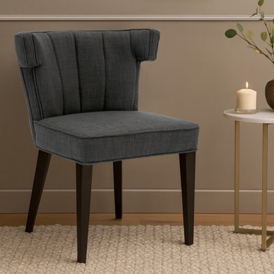 Fabric Upholstered Grey Plyester Dining Chair, Elegant Breakfast Room ...