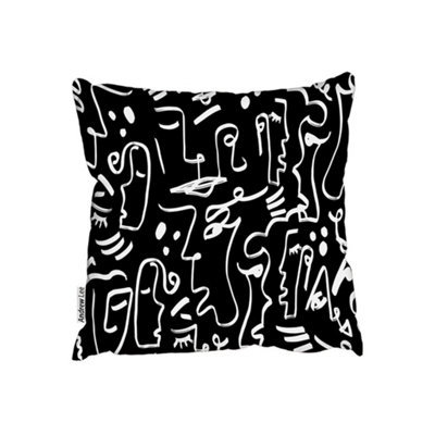 Faces, Masks And Geometric Shapes Repeating (Cushion) / 60cm x 60cm