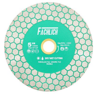 FACHLICH diamond tile cutting disc grinding disc 125mm 22.2 bore, 25mm ...