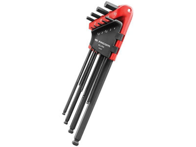 Facom 83S.JP9AL Metric Hex Key Wallet Set, 9 Piece