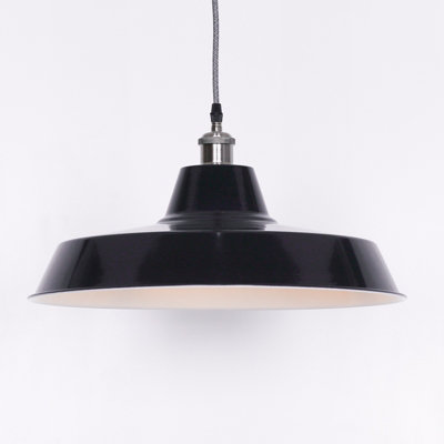 Factory Style 46cm Enamel Large Industrial Royal Blue Ceiling Light