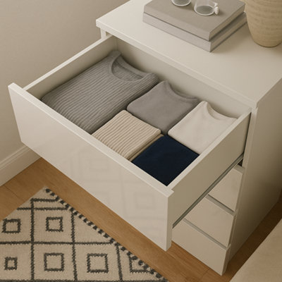 Fairfield Minimalist Large and Tall Chest of Drawers 5 Draw In Gloss White