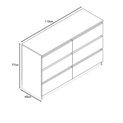 Fairfield Minimalist Large Chest of Drawers 6 Draw In Gloss White