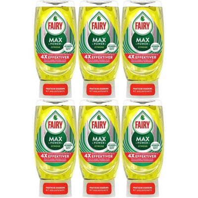 Fairy Dishwasher Washing Up Liquid Max Power Lemon 370ml Pack of 6