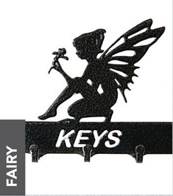 Fairy Key Holder - Rack - Solid Steel - W15 x H9 cm - Black | DIY at B&Q