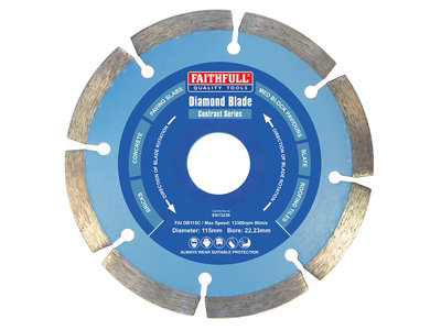 Faithfull 115mm 1/2" Diamond Blade Wet or Dry Cut 7mm Slab Block Brick ...