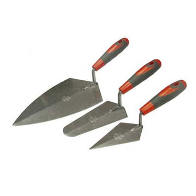 Faithfull 3 Piece Trowel Set Soft Grip Handle FAISGTSET3 XMS24TROWELS