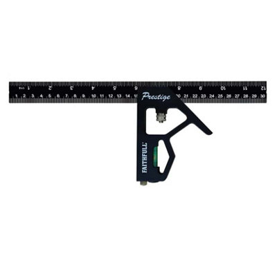 Faithfull 300mm 12" 150mm 6" Combination Square CNC Black Aluminium ...