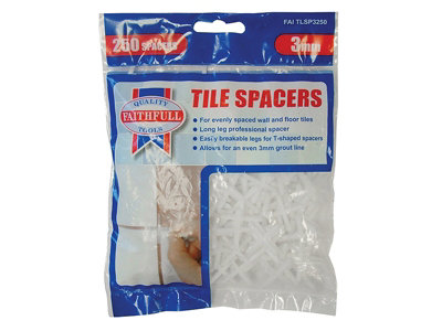 Faithfull 3mm Long Leg Tile Spacers - 250 Pack for Perfect Tile Alignment