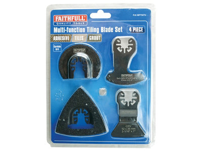 Faithfull 4-Piece Multi-Tool Tiling Kit for Cutting, Grinding, and Scraping