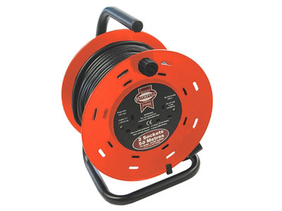 Faithfull 50m Open Drum Cable Reel 240 Volt 50 Metre 13 Amp 2 Socket ...
