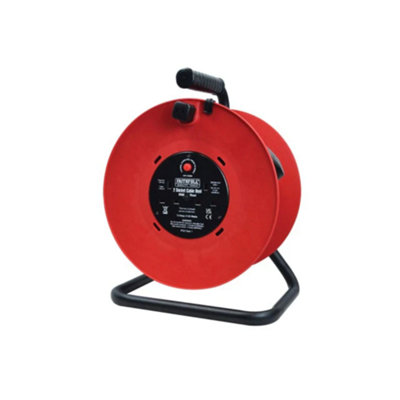 Faithfull 50m Open Drum Cable Reel 240 Volt 50 Metre 13 Amp 2 Socket ...