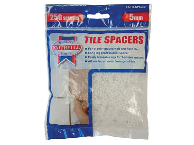 Faithfull 5mm Long Leg Tile Spacers - 250 Pack for Perfect Tile Alignment