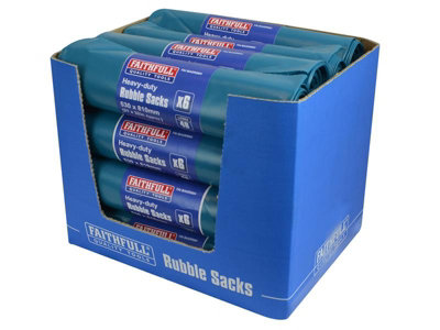 Faithfull Blue Heavy-Duty Rubble Sacks (Roll 6) FAIBAGRS6H
