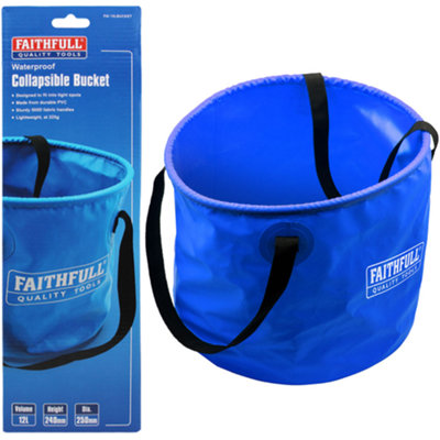 Faithfull Collapsible Bucket 12L Waterproof Plumbing Drain Down Bag ...