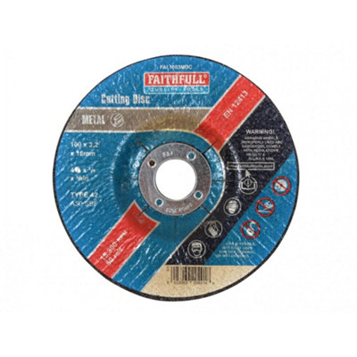 Faithfull Depressed Centre Metal Cut Off Disc Multi Colour (100 x 3.2 x ...