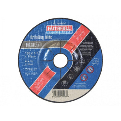 Faithfull Depressed Centre Metal Grinding Disc Multi Colour (100 x 6.5 x 16mm)
