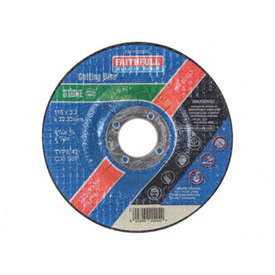 Faithfull Depressed Centre Stone Cutting Disc Multi Colour (115 x 3.2 x ...