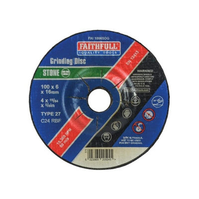 Faithfull Depressed Centre Stone Grinding Disc Multi Colour (100 x 6 x ...