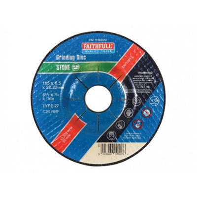 Faithfull Depressed Centre Stone Grinding Disc Multi Colour (115 x 6 x ...
