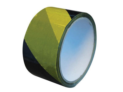 Faithfull Economy Self-Adhesive Hazard Tape - Black and Yellow 50mm x 33m for Safety Marking