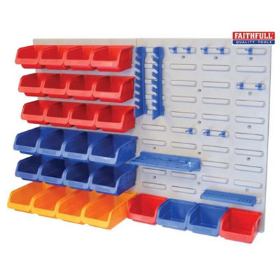 Faithfull FAIPAN43 XMS14BINS Storage Bin Box Set with Wall Panel Trays ...