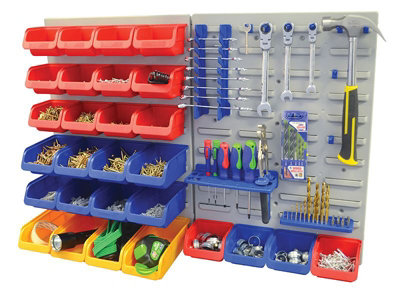 Faithfull FAIPAN43 XMS14BINS Storage Bin Box Set with Wall Panel Trays ...