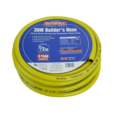 Faithfull Heavy-duty Reinforced Builder's Hose Multi Colour (30m 12.7mm ...