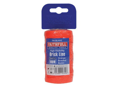 Faithfull Hi-Vis Nylon Brick Line 100m (330ft) Orange FAIBLHVO | DIY at B&Q