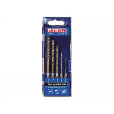 Faithfull Hsse M35 Cobalt Quick-change Impact Drill Bit Set, 5 Piece ...