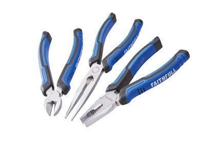 Faithfull Long Nose, Side Cutters & Combination Plier Set (3 Pieces ...