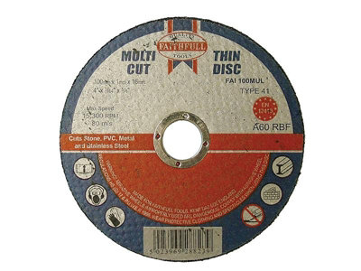 Faithfull Multi-Purpose Cutting Disc 100 x 1.0 x 16mm (Pack 10) FAI10010MUL