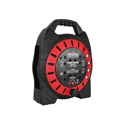 Faithfull Power Plus Semi-enclosed Cable Reel Multi Colour (10m)