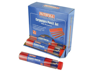 Faithfull Red Carpenters Pencils Set with Sharpener - 12 Tubes of 12 ...