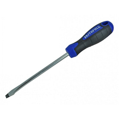 Faithfull Soft Grip Screwdriver, Flared Slotted Multi Colour (200mm x 10mm)