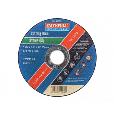 Faithfull Stone Cut Off Disc Multi Colour (125 x 3.2 x 22.23mm)