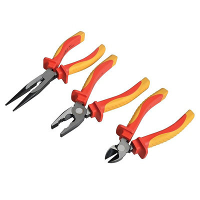 Faithfull Vde Pliers Set With Pouch, 3 Piece Multi Colour (One Size)