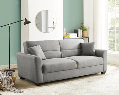 Fallon 3 Seater Storage Grey Fabric Clic-Clac Recliner Sofabed