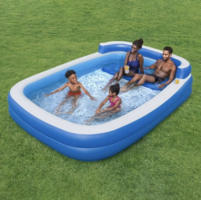 Family Lounge Inflatable Pool with Bench Seat, Headrests, Cup Holders ...