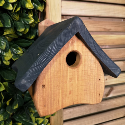 Faraway Modern Wooden Garden Wild Bird Nest Box with Grey Roof - 32mm ...
