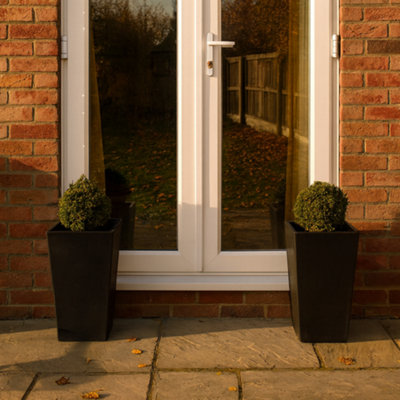 Fargro Home and Garden™ Low Tapered Garden Planter, Polystone Charcoal ...