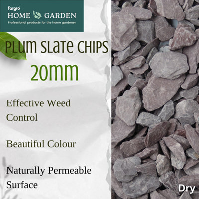 Fargro™ Home and Garden Plum Slate Chippings 20mm - 2 x 20kg Decorative ...