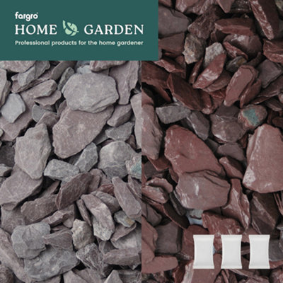 Fargro™ Home and Garden Plum Slate Chippings 20mm - Pack of 3 x 20kg ...
