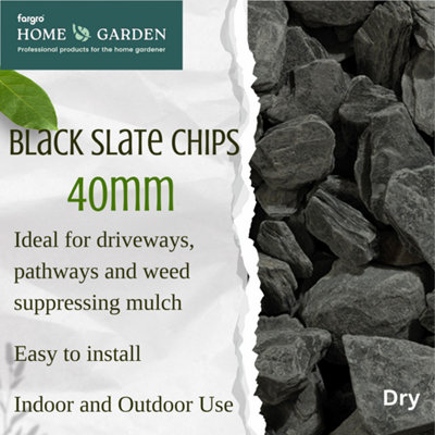 Fargro™ Home & Garden Decorative Black Slate Chippings 40mm - Pack of 3 ...