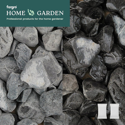Fargro™ Home & Garden Ebony Black Decorative Cobbles 30-60mm - Pack of ...